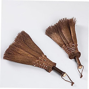 Healeved 2pcs Mini Broom Small Natural Whisk Broom Natural Sweeping Accessories Small Whisk Broom Brooms Mini Straw Broom Household Cleaner Mini Whisk Sweeping Portable Broom Wooden
