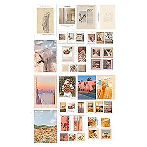 ANIUHL Wall Collage Kit Aesthetic Art Pictures Small Posters Prints for Bedroom Dorm Decor, Include 48pcs Self-adhesive Dots(Set of 40)
