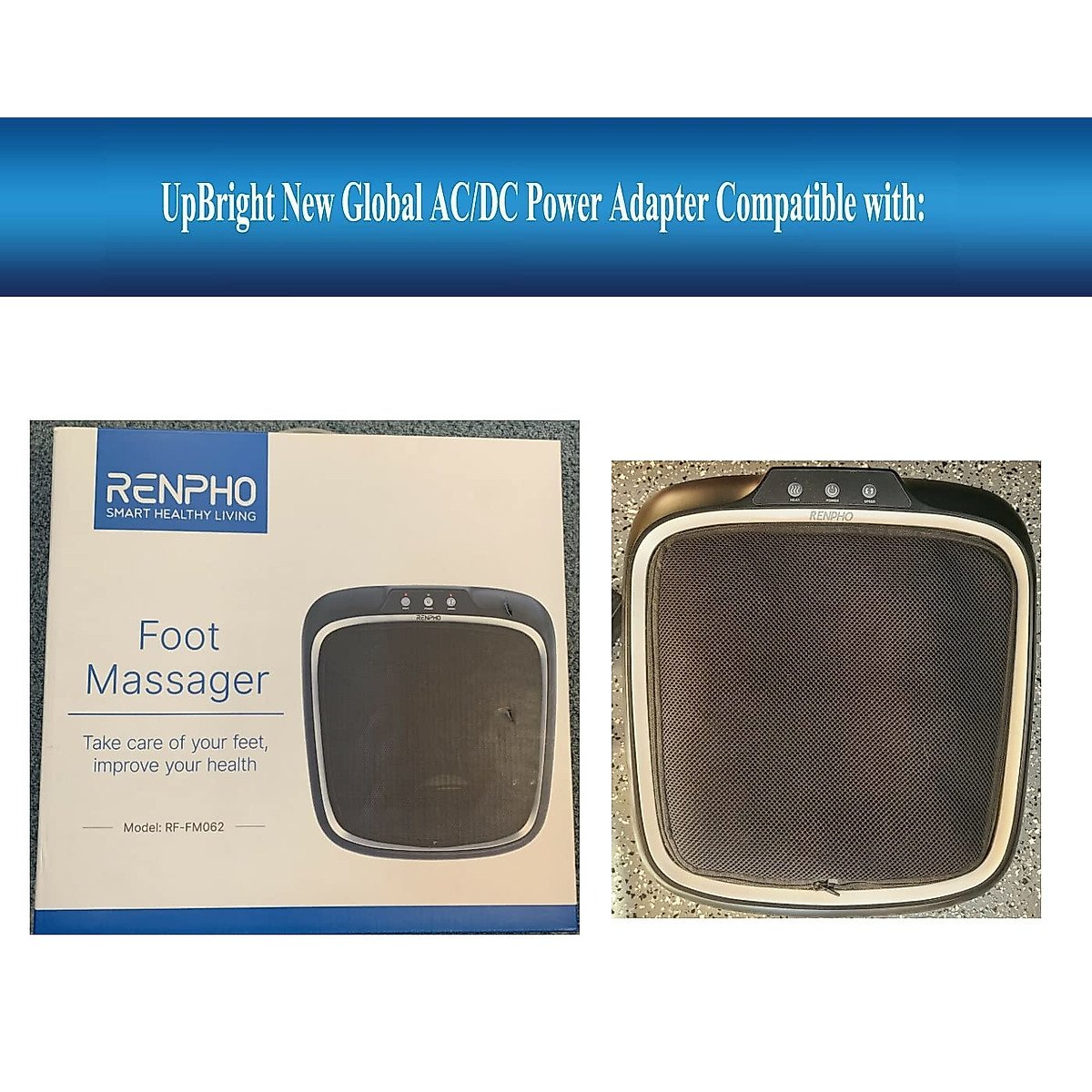 UpBright 12V AC/DC Adapter Compatible with RENPHO RF-FM062 R US RF-FM062US RF-FM062R RF-FM062R-EU Shiatsu Foot Massager Innov IVP1200-2500 IVP12002500 12.0V 2.5A 30W DC12V Power Supply Battery Charger