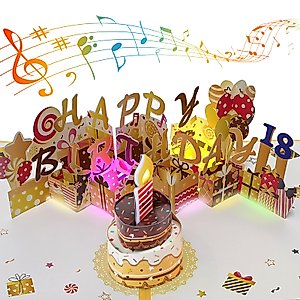 Ytanhr Upgraded Birthday Cards - 3D Pop Up Birthday Card with Happy Birthday Song and Lights, Happy Birthday Card, Unique Birthday Gifts for Women Men Kids (All Age)