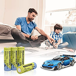maxlithium 1.5V AA Lithium Rechargeable Batteries 2520mWh, 1500 Cycles Lithium AA Batteries Rechargeable with 2H Fast Charging, 4 Count with Charger