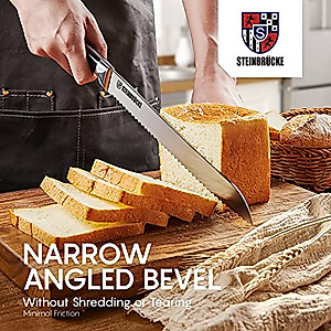Serrated Bread knife 10 inch - Ultra sharp Bread Slicing Knife Forged from German Stainless Steel 5Cr15Mov, HRC58, Full Tang kitchen bread knife for Homemade, Crusty&Soft Bread