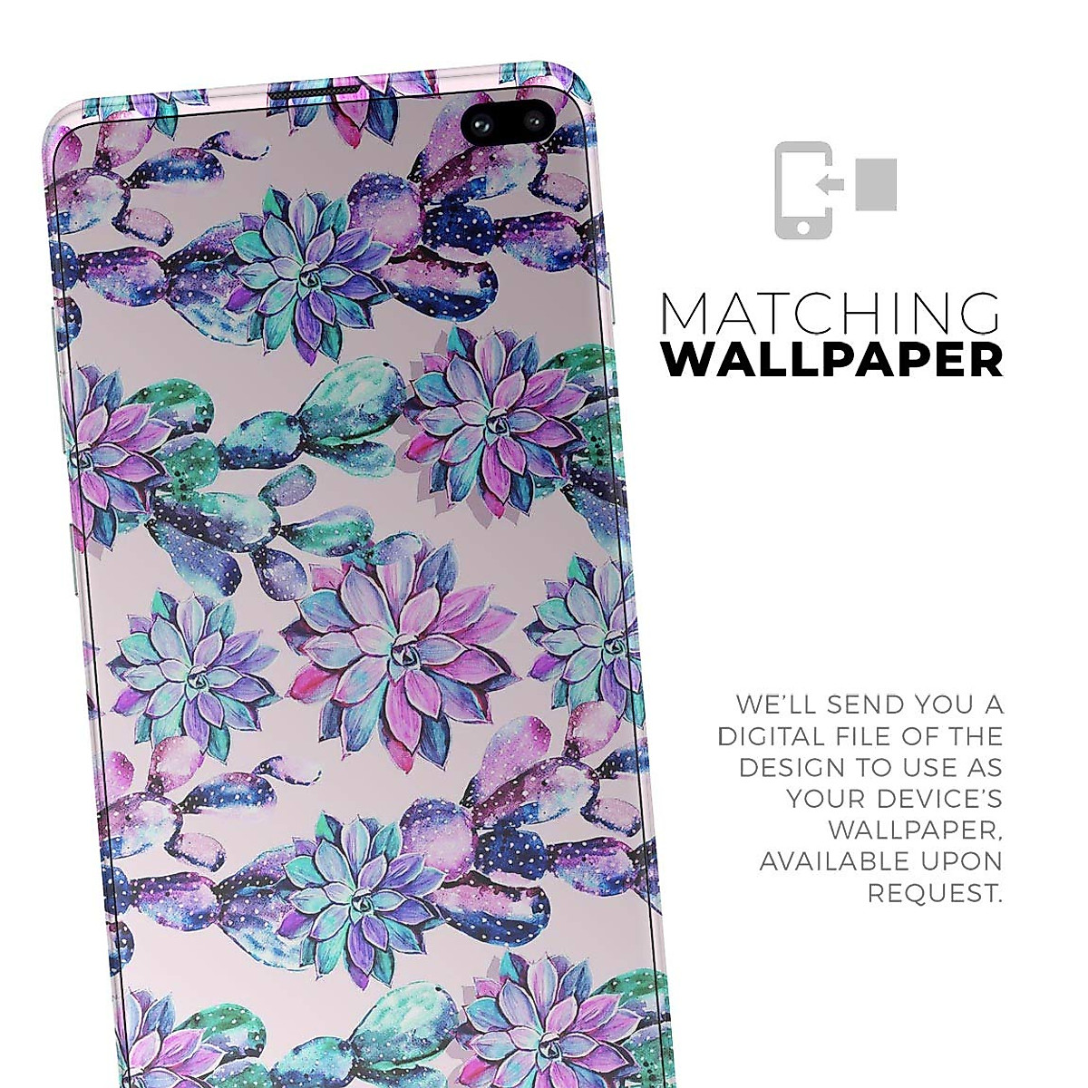 DesignSkinz Watercolor Cactus Succulent Bloom V16 Protective Vinyl Decal Wrap Skin Cover Compatible with The Samsung Galaxy S20 (Screen Trim & Back Glass Skin)