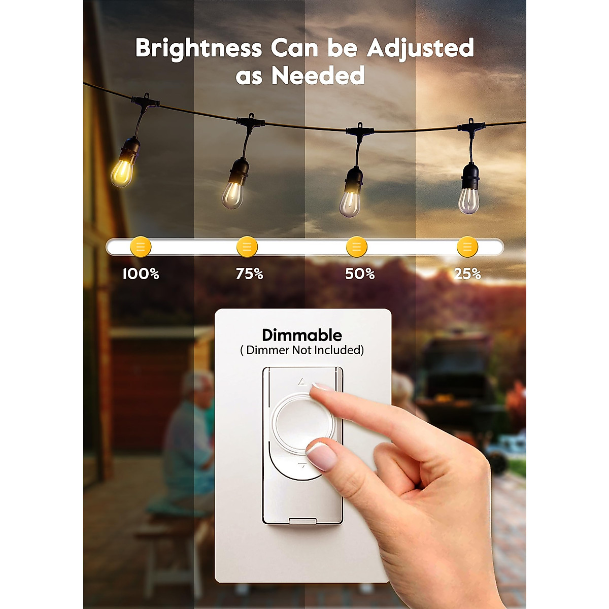 Brightown Shatterproof LED S14 Replacement Light Bulbs-E26 E27 Medium Screw Base Edison Bulbs Equivalent to 11 W, Fits for Commercial Outdoor Patio Garden Vintage Lights, 25-Pack, Warm White