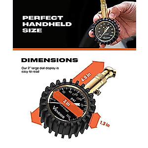 Vondior Tire Pressure Gauge (0-100 PSI) Heavy Duty, Certified ANSI Accurate with Large 2 Inch Easy to Read Glow Dial, Low - High Air Pressure Gauge. Tire Gauge for Car and Trucks Tires