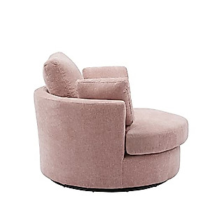 360° Swivel Accent Barrel Chair with 3 Pillows Furniture Set,Upholstered Oversized Leisure Round Loveseat Recliner Cozy Club Sofa Chaise Lounge Circle Armchair for Living Room/Hotel/Nursery/Office