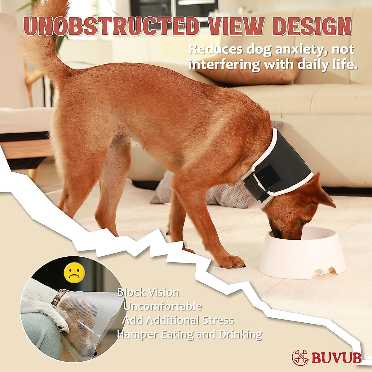 BUVUB Dog Neck Brace Supports Pet's Necks with Intervertebral Disk Disease (IVDD) Cervical Vertebral Sprains Instability Neck Brace for Dog Pet Cervical Collar (Wide M)