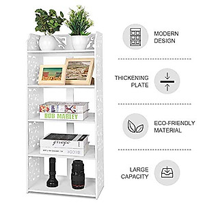 5 Tier Small Shoe Rack Storage Organizer, Engraving Vertical Shoe Rack for Entryway Tiered, Closets Shoe Storage Rack for Men Women Kids Shoes Small Shoe Rack, White