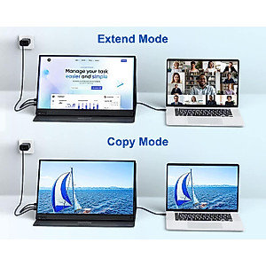PONKLOIE Portable Monitor for Laptop 15.6” FHD 1080P Laptop Monitor, External Screen Computer Display with Speakers USB C HDMI Computer Monitor for MacBook Pro PC PS5, Include Smart Cover