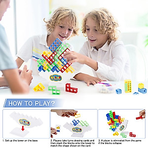 DEWEL 48Pcs Stacking Blocks Game, Board Stacking High Balance Challenge Game for Adults, Kids, Family Games, Parties, Travel