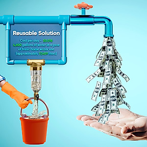 Aquaboon 50 & 200 Micron Reusable Spin Down Sediment Filter for Well Water AB-PF50M Whole House Sediment Water Filter System 1" MNPT+3/4" FNPT - Sediment Trap Pre-Filtration - Water Prefilter System