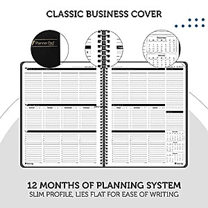Planner Pad Spiral Bound 3-Tier Funnel Down 12 Month Organizer, Calendar Year (January-December 2023), Black Cover/Black Ink, 8 1/2" x 11"