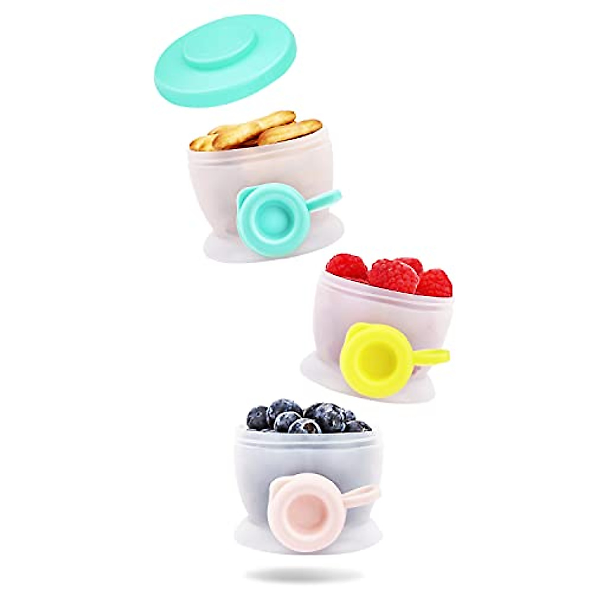 Zooawa Baby Formula Dispenser, Non-Spill Stackable Milk Powder Formula Container Christmas Formula Holder Snack Fruit Biscuits Storage for Travel, On-The-Go, BPA Free, 3 Compartments