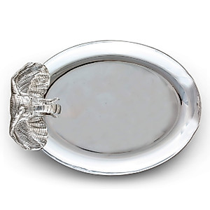 Arthur Court Designs Aluminum Elephant Oval Platter Food Serving Bar Tarnish-Free 21 inch x 11 inch