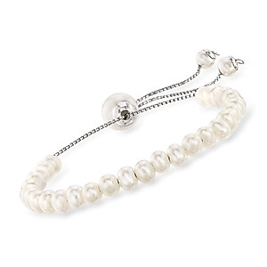 Ross-Simons 4-9mm Cultured Pearl and Sterling Silver Bead Jewelry Set: 3 Bolo Bracelets