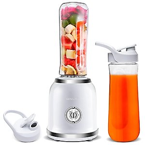 Personal Blender for Smoothies & Shakes - Portable Mini Smoothie Blender with BPA-Free 2 Travel Bottles 20 oz with Lids, 2 Speed Manual Control, 6 Stainless Steel Blades - 300 Watts