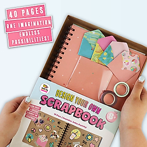 DOODLE HOG Scrapbook Kit Album 40 Pages, Journal Kit for Girls Ages 8-12, Scrapbooking & Stamping Supplies, Junk Journal Kit with Scrapbook Supplies