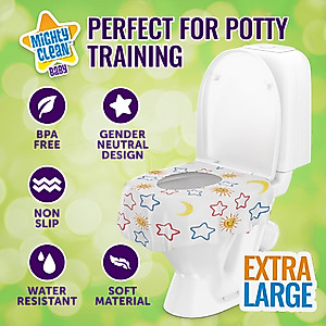 Toilet Seat Covers Disposable - 24 Large Waterproof Potty Covers for Toddlers, Kids, and Adults by Mighty Clean Baby - 2 Packs of 12 Covers