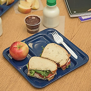 Carlisle FoodService Products Melamine Right-Hand 4-Compartment Tray, 10x9.75 Inches, Dark Blue