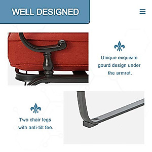 Oakmont 7-Piece Outdoor Metal Furniture Sets Patio Conversation Set Wrought Iron Loveseat, 2 Single Chairs, 2 Spring Chairs and Coffee Table, Red