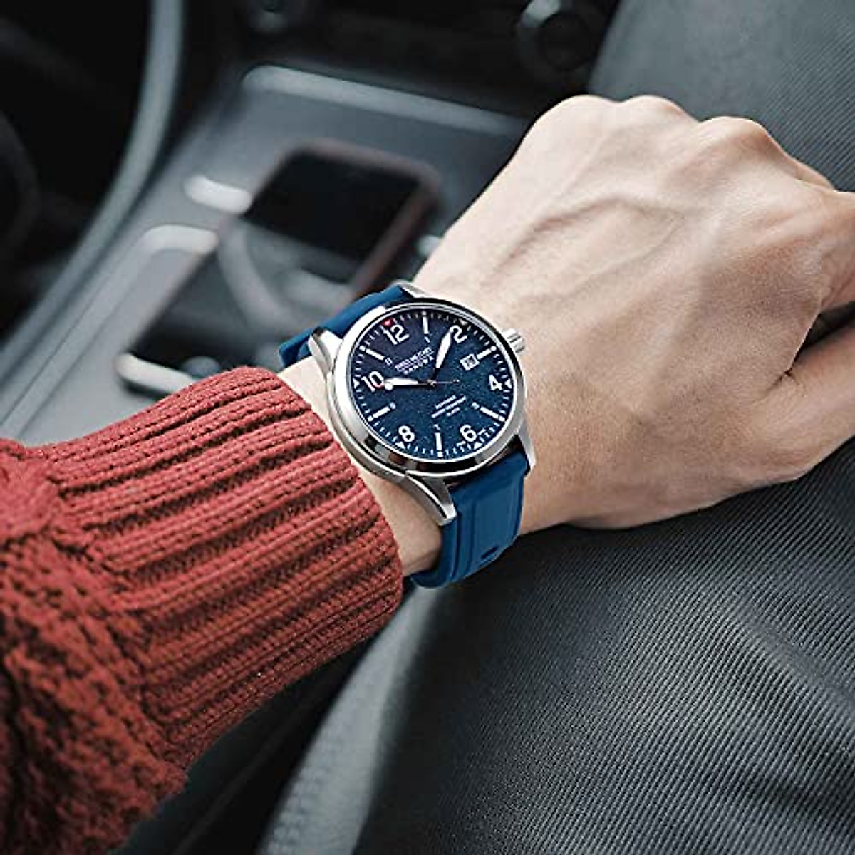 ANNEFIT Men's Silicone Watch Bands 20mm, Quick Release Soft Rubber Replacement Strap with Black Buckle (Blue)