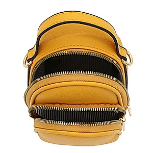 FashionPuzzle Two Compartment Phone Crossbody Mini Bag (Mustard)