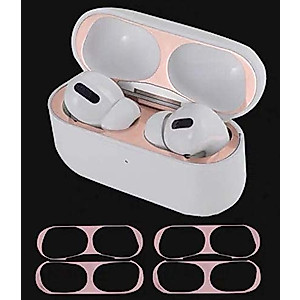 BLLQ Dust Guard Dust Proof Film Compatible with AirPods Pro, [ Pink Gold ] [ 2 Sets ] [AirPod Pro Metal Anti Dust Sticker],Shine Shield Dust Guard for AirPod Pro, Pink Gold