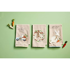 Mud Pie Easter Appliqué Towel, Happy, 21" x 14"