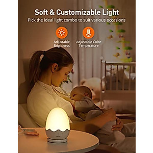 sympa Night Light for Kids, Baby Night Light with 1 Hour Timer & Touch Control, Rechargeable Night Light with 5 Brightness 3 Color Temperature, Touch Lamp Hanging Ring & Memory Function, White