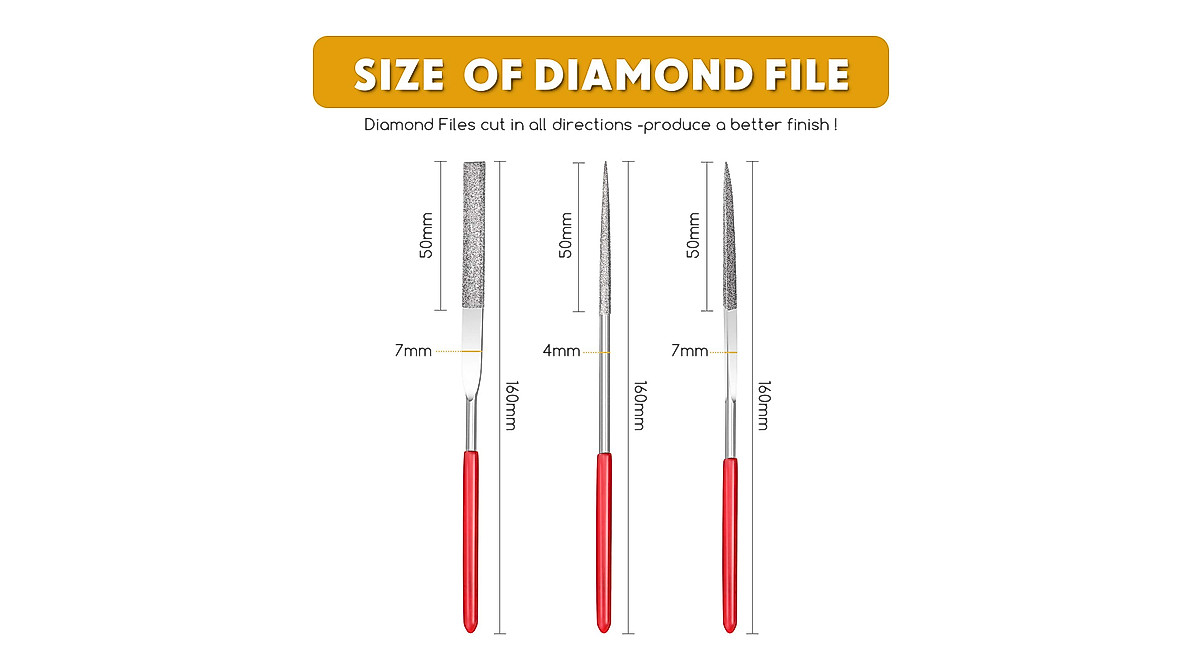 Miniature and Model Files, Includes Diamond File Set (Round, Flat and ...