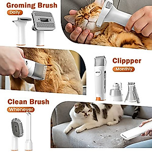 Afloia Dog Grooming Kit, Pet Grooming Vacuum & Dog Clippers Nail Trimmer Grinder & Dog Brush for Shedding with 7 Pet Grooming Tools, Low Noise Dog Hair Remover Pet Grooming Supplies