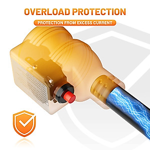 MECMO NEMA 14-50P to NEMA 6-20R for Tesla EV Charging Adapter with Surge Protector Breaker, 1FT 50A 14-50P RV/Generator/Range Plug to 6-15/20R Home Outlet with 20A Breaker