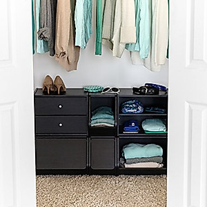 IRIS USA 3-Shelves Modular Wood Stacking Storage Box, for Office Closet and Nightstand, Easy Assembly, Customizable, Stacking Storage Boxes, Black