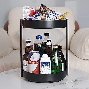 XNTONG 2-Tier 360° Lazy Susan Organizer, 10 inch Metal Steel Rotating Spice Rack, Turntable Organizer for Cabinet, Pantry, Bathroom, Countertop