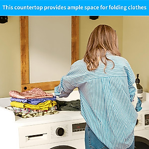 PLYFOU Over Washer and Dryer Countertop with Edge Rails, Black Melamine Frosted Surface for Laundry Room Storage and Organization, 27.5" W x 54" L x 2.6" H