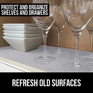 Gorilla Grip Drawer Liner and Mattress Gripper, Drawer Liner Size 12 in x 20 FT in Light Gray, Non Adhesive, Mattress Gripper Size Queen, Slip Resistant, Easy Trim, 2 Item Bundle