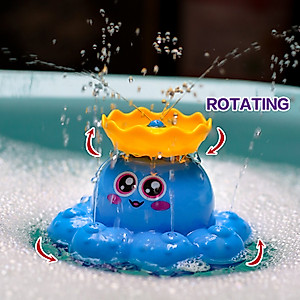 Bath Toy, Spray Water Octopus (Ramdom Colour), Can Float Rotate with Fountain, Funcorn Toys Floating Bathtub Shower Pool Bathroom Toy for Baby Toddler Infant Kid Party, Water Pump Electronic Sprayer