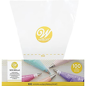 Wilton 16-Inch Easy-Grab Disposable Decorating Bags, 100-Count