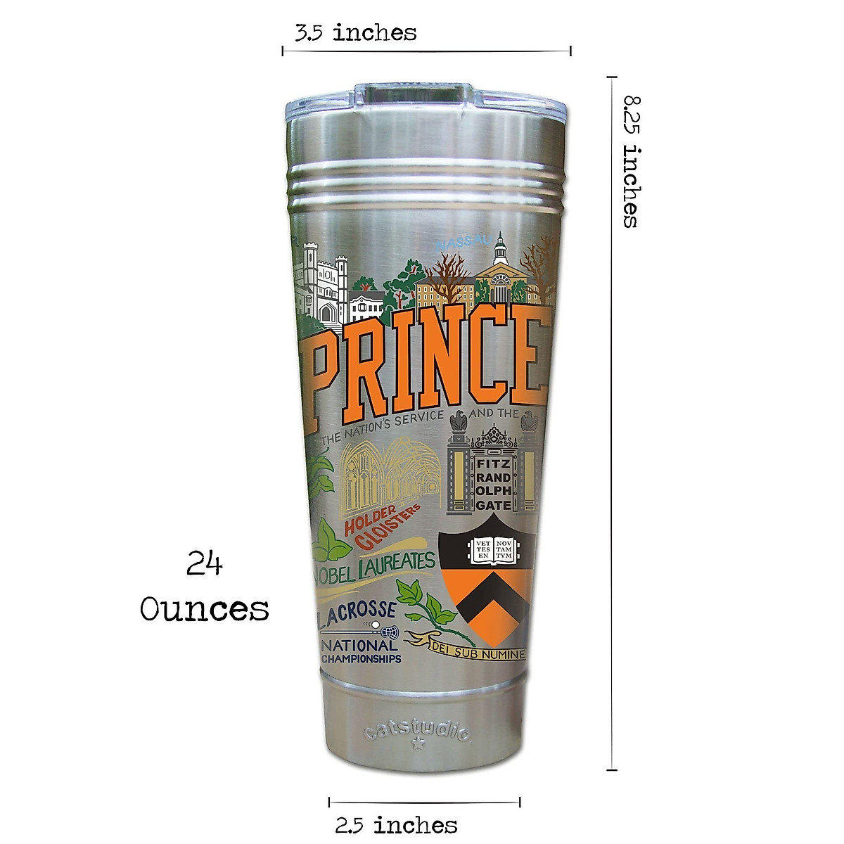 Catstudio Princeton University Collegiate Thermal Tumbler | Triple Wall Insulation With Non Slip Bottom | Great College Travel Cup for Water, Coffee, Tea, or Smoothies
