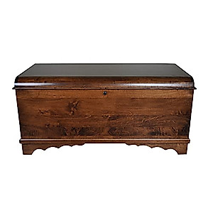 46" Cedar Hope Chest with Waterfall Top – Amish Cedar Chest w/ Anti-Slam Hinges – Hope Chest with lock – Blanket Chest - Cedar Chests and Trunks for Blankets (Brown Maple Wood, Asbury Stain)