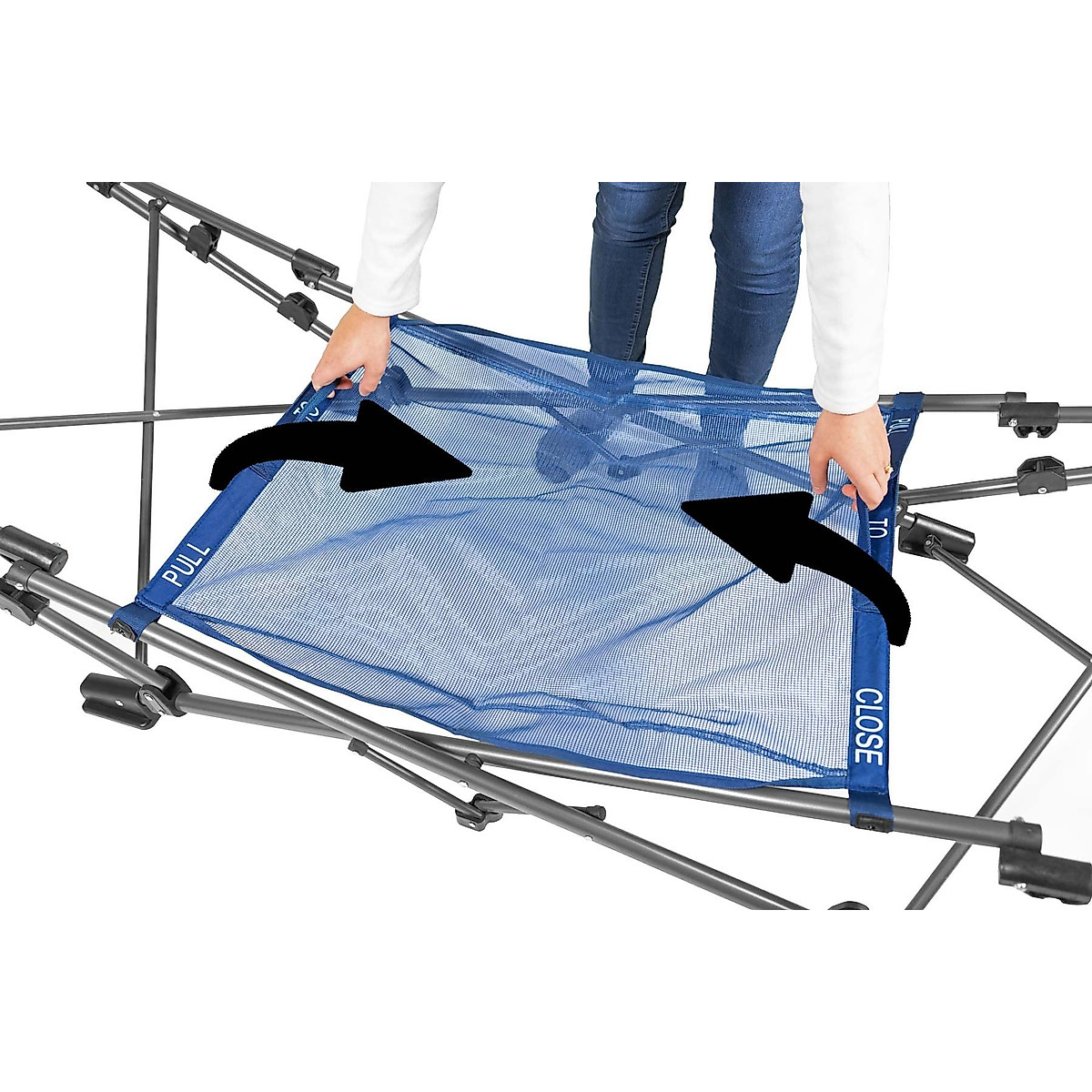 Zenithen Limited Outdoor Indoor Portable Foldable Metal Framed Lounge Hammock Furniture for Camping, Backyard, and Patio, Full Sized Hammock with Storage, Blue