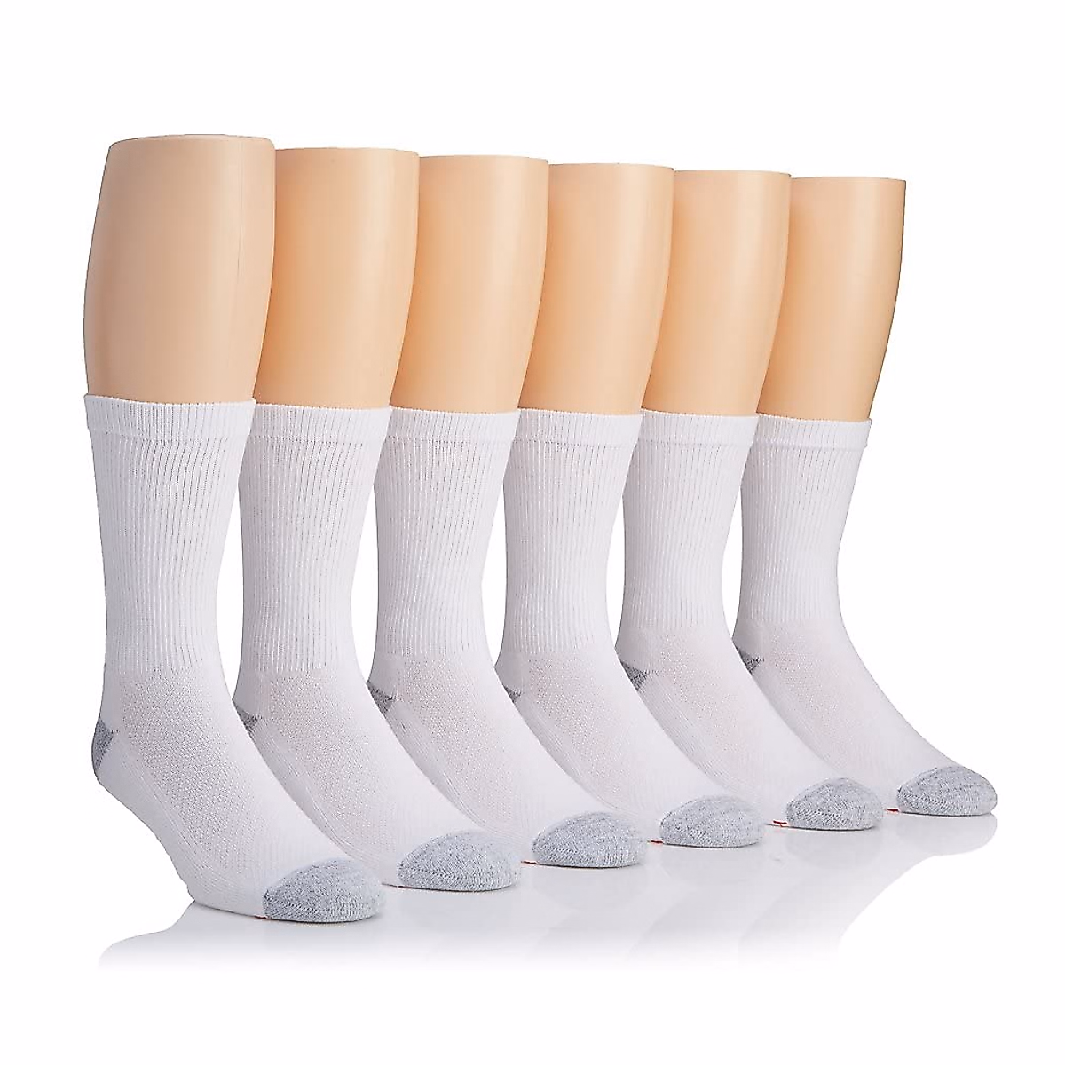 Hanes Ultimate mens 6-pack X-temp Crew Casual Sock, White/Gray Stripes, 12-Jun US