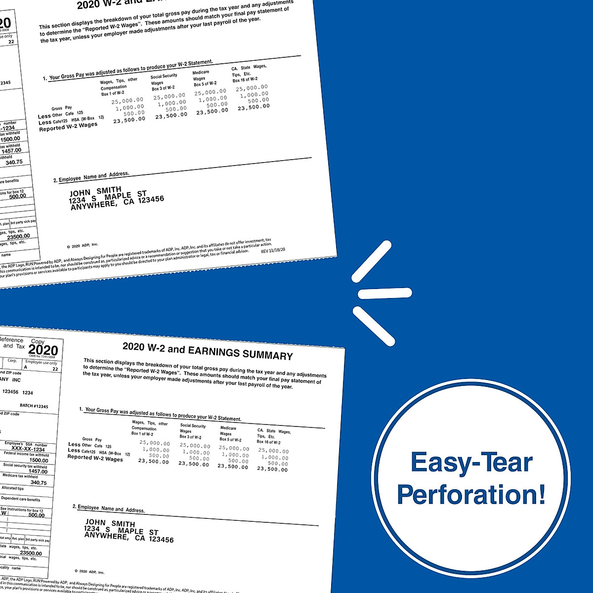 PrintWorks Half Sheet Perforated Paper, 8.5 x 11, 20 lb, 2500 Sheets, White (04116C)