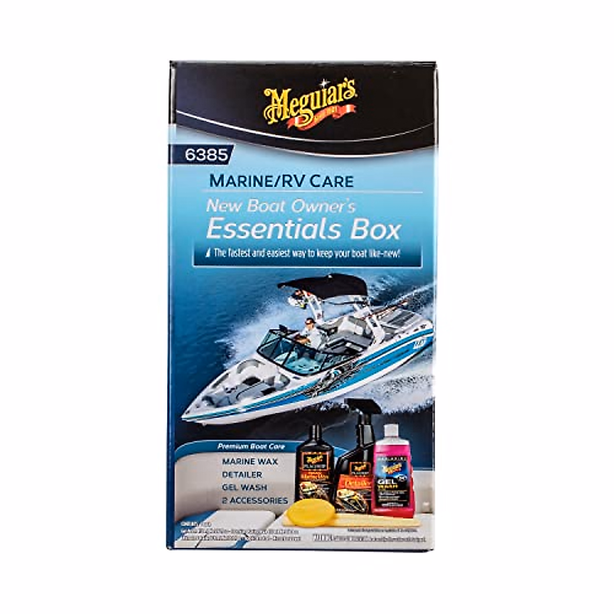 Meguiar's New Boat Owner's Essentials Box - Boat Cleaning Kit With Premium Marine-Grade Products for Your Boat or RV