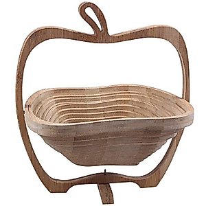 UXZDX Shopping Basket,Foldable Basket Basket in Bamboo in Form of Apple for Fruits (Wood Log)