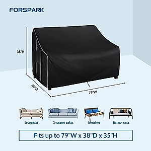 FORSPARK Patio Furniture Covers Waterproof, Outdoor Sofa Covers Heavy Duty, Fits up to 79 W x 38 D x 35 H inches, Black