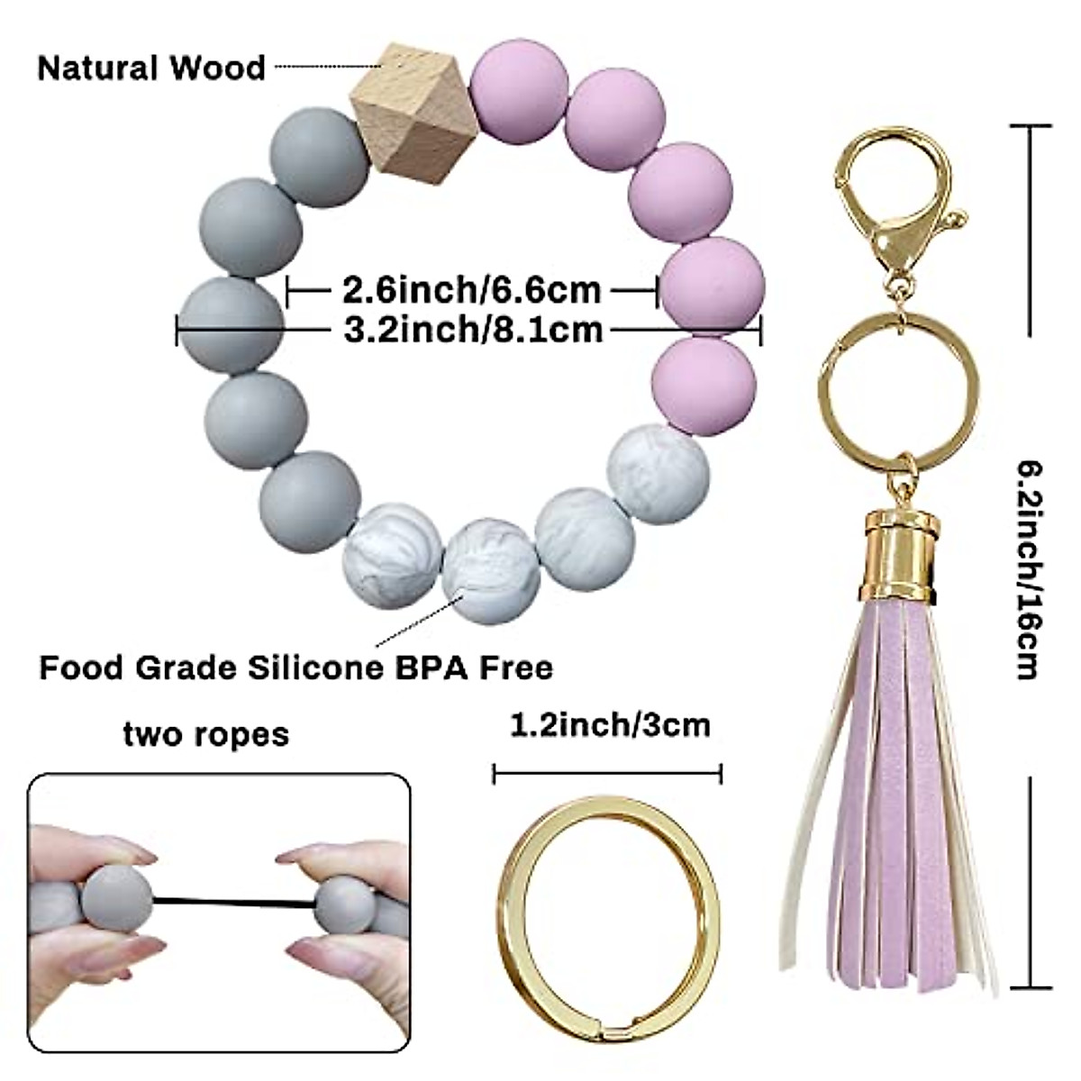 Case for AirPods Pro 2, AIIEKZ Cute AirPod Pro 2 Cover for Women Girls, Soft Silicone Case for Air Pods Pro 2nd Generation Wireless Charging Case with Beaded Bracelet Keychain (Lavender Purple)