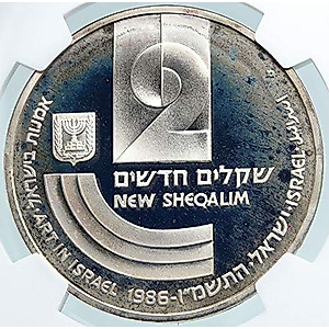 1986 IL 1986 ISRAEL Art Israeli Menorah Lamp VINTAGE AR 2 2 Sheqalim PF 66 ULTRA CAMEO NGC