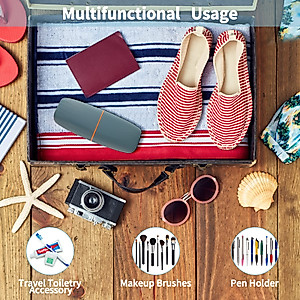 GQZ Travel Toothbrush Container Case, Portable Toothbrush Holder, High-Capacity Multifunction Toothbrush Toothpaste Storage Cup with 2PCS Silicone Toothbrush Covers for Business Trip, Camping (Blue)