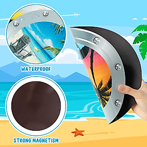 JAPBOR 4pcs Cruise Door Magnets, Summer Refrigerator Car Magnet, Beach Palm Tree Magnetic Decals, Ocean Hawaii Vacation Nature Scenery Fridge Stickers for Home Kitchen Door Cabinet Decor (9.8 Inch)